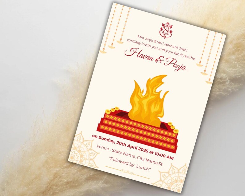 Premium Havan Ceremony Invitation | Hindu Pooja Customizable Template ...