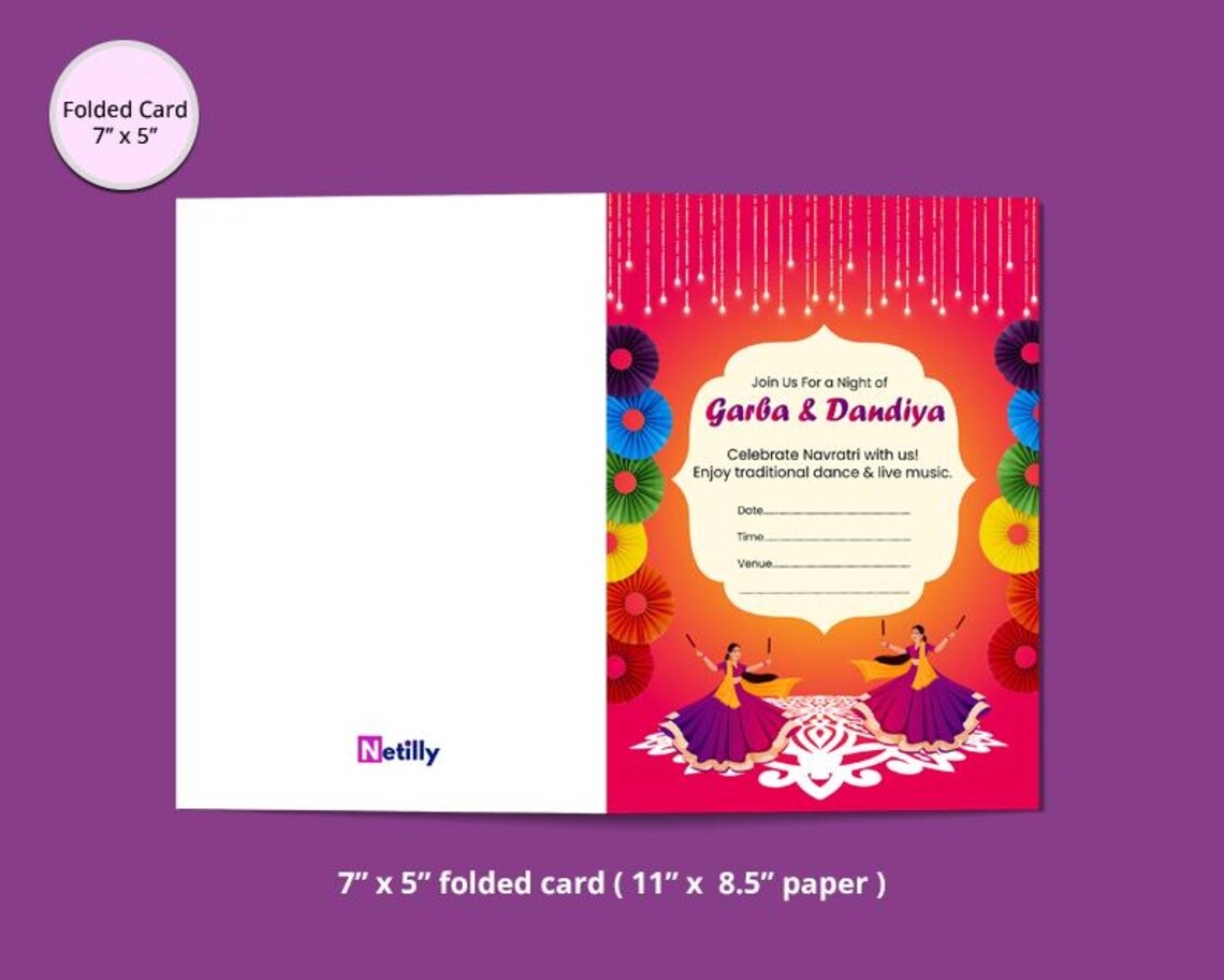 Garba Party Invitation Card Template Dandiya Night Chaniya Choli ...