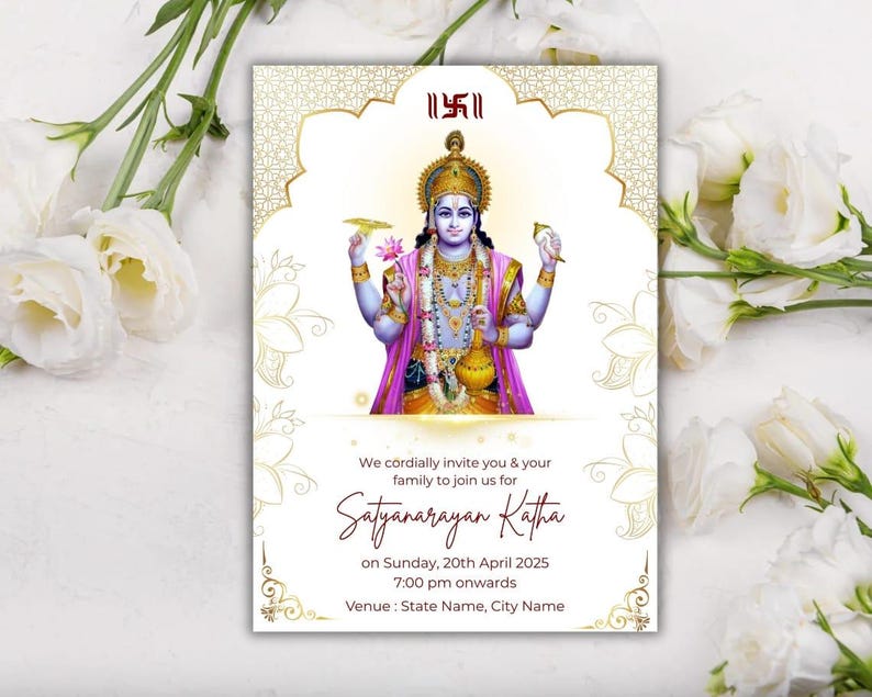 Satyanarayan Katha Invitation | Satyanarayana Pooja Invite | Instant ...
