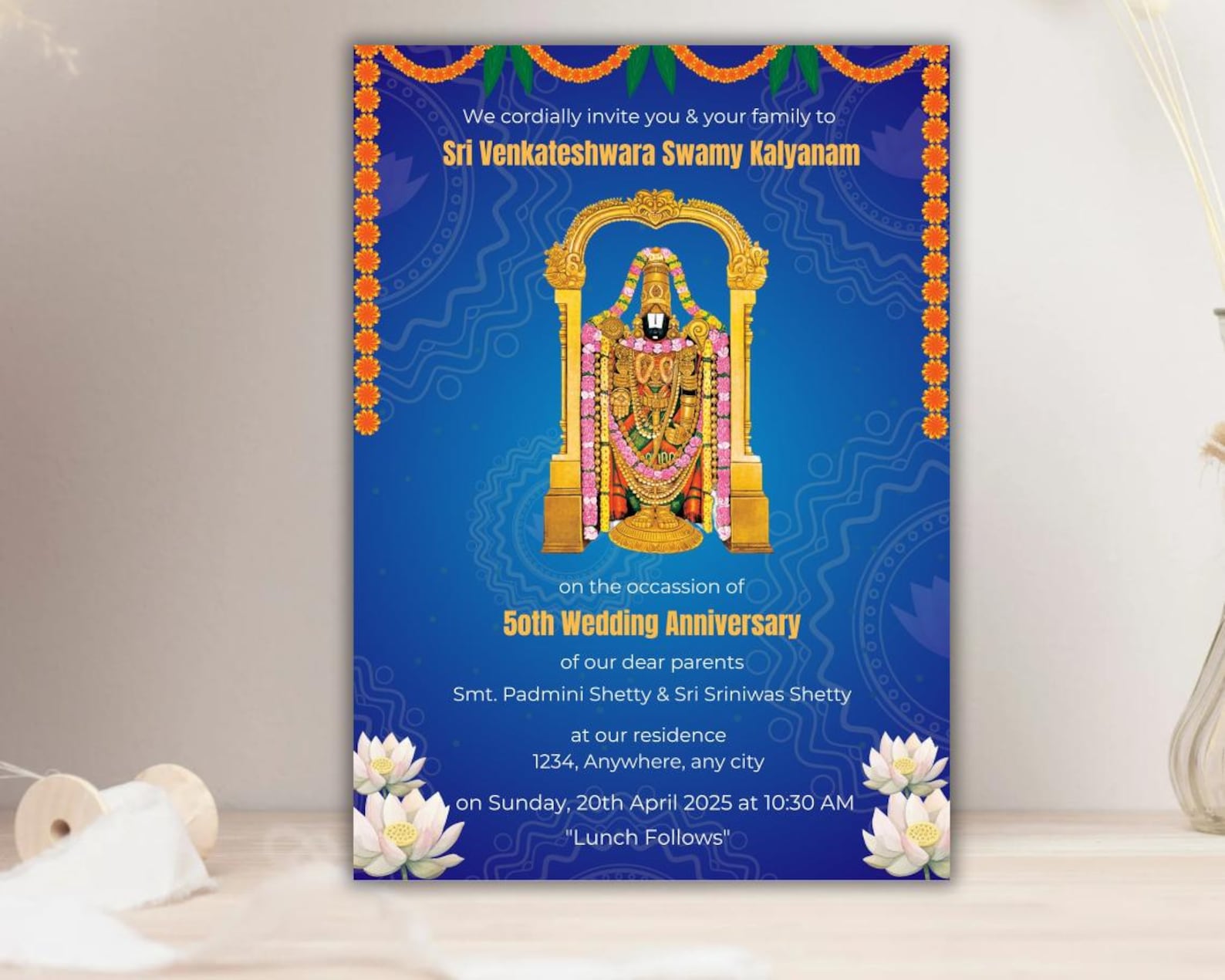 Sri Venkateshwara Swamy Kalyanam Anniversary Invite | Customizable ...