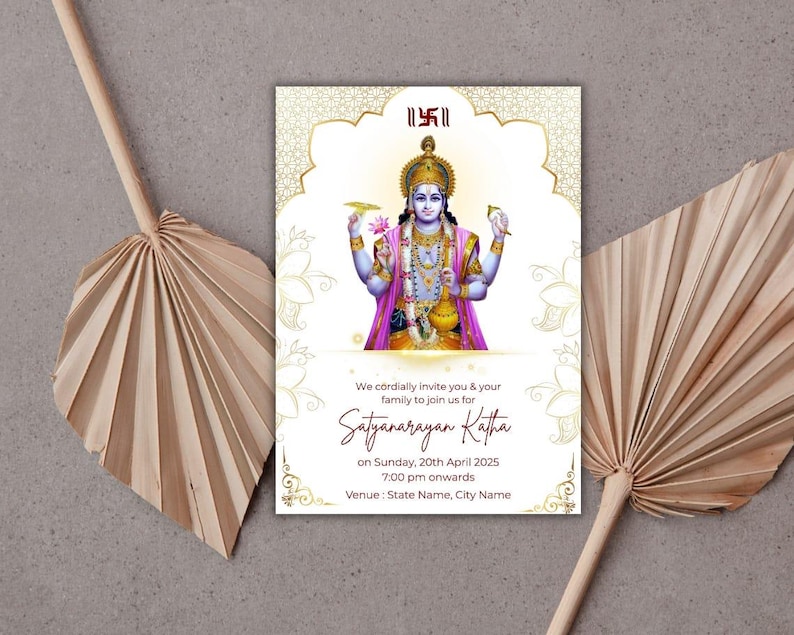 Satyanarayan Katha Invitation | Satyanarayana Pooja Invite | Instant ...