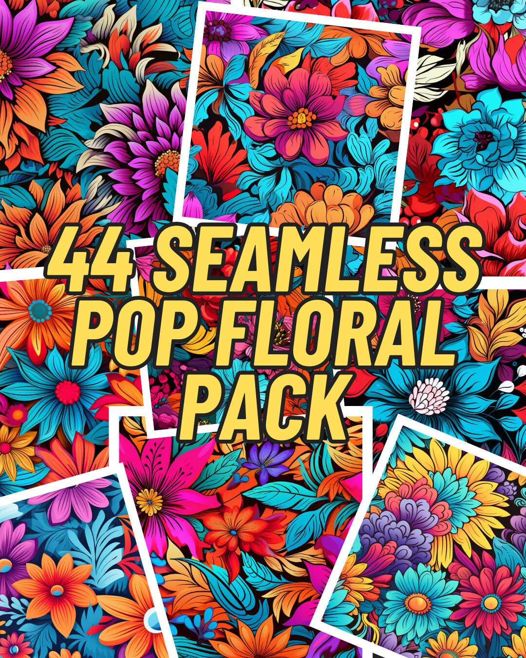 44 Seamless Pop Floral Pattern Pack | Digital Papers | Printable ...