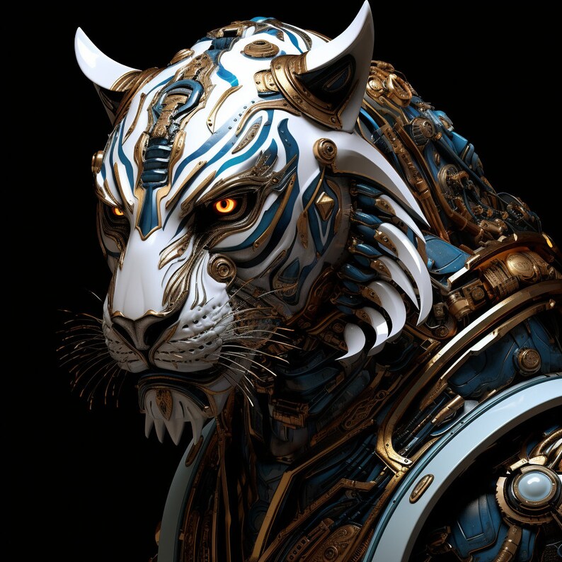 Biomechanical Cyborg Tiger Print - Etsy