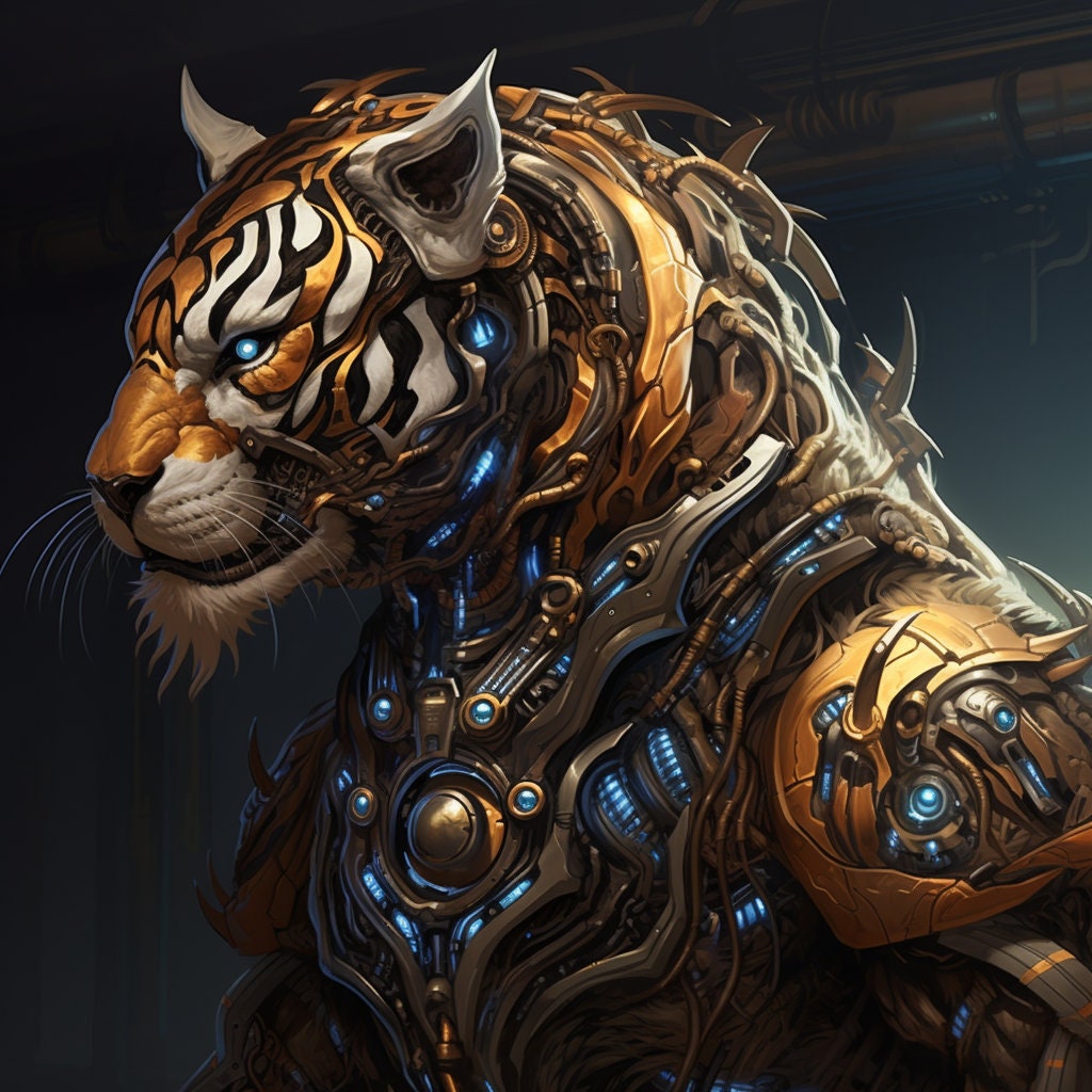 Biomechanical Cyborg Tiger Print - Etsy
