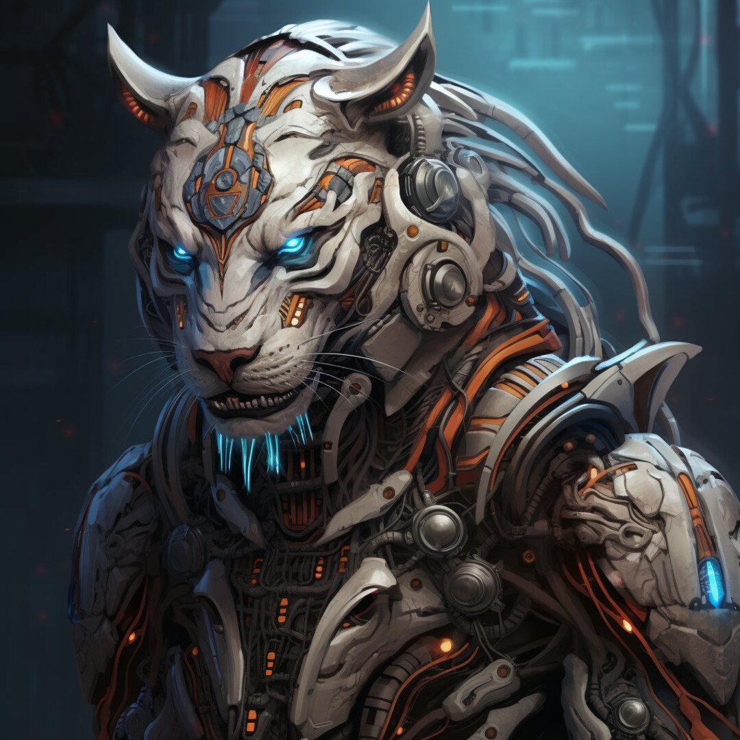 Biomechanical Cyborg Tiger Print - Etsy