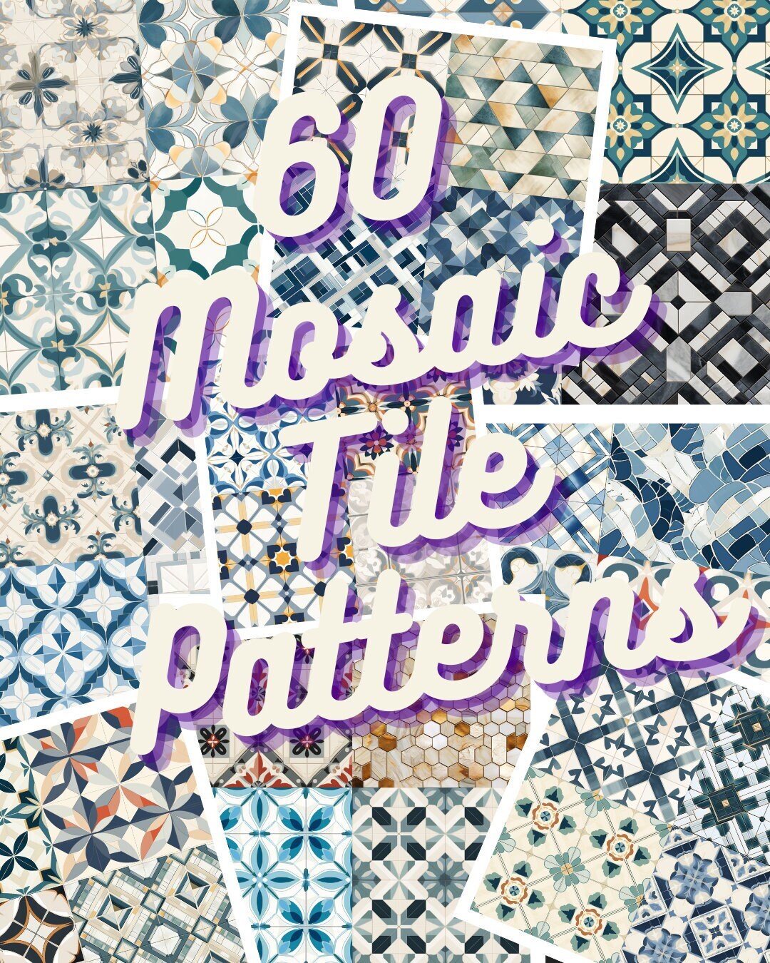 60 Seamless Mosaic Tile Pattern Digital Bundle Digital Papers Printable ...