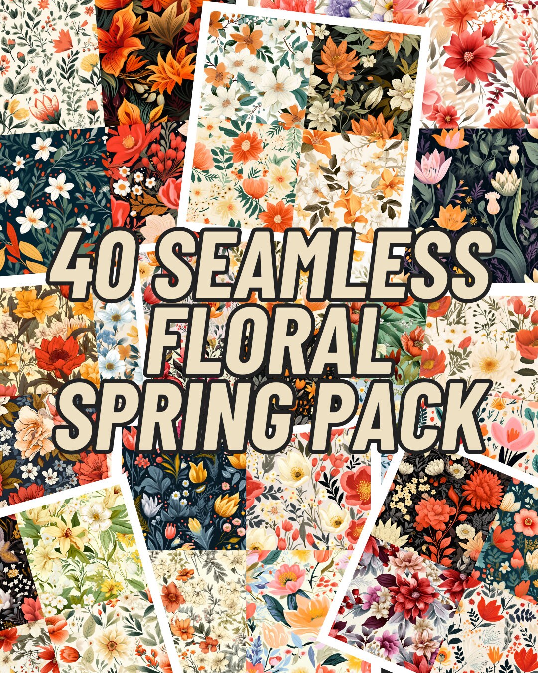 40 Seamless Spring Floral Pack | Digital Papers | Printable Patterns ...