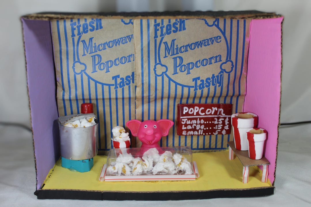 Shadow Box Diorama Vintage Style Popcorn Shop. - Etsy