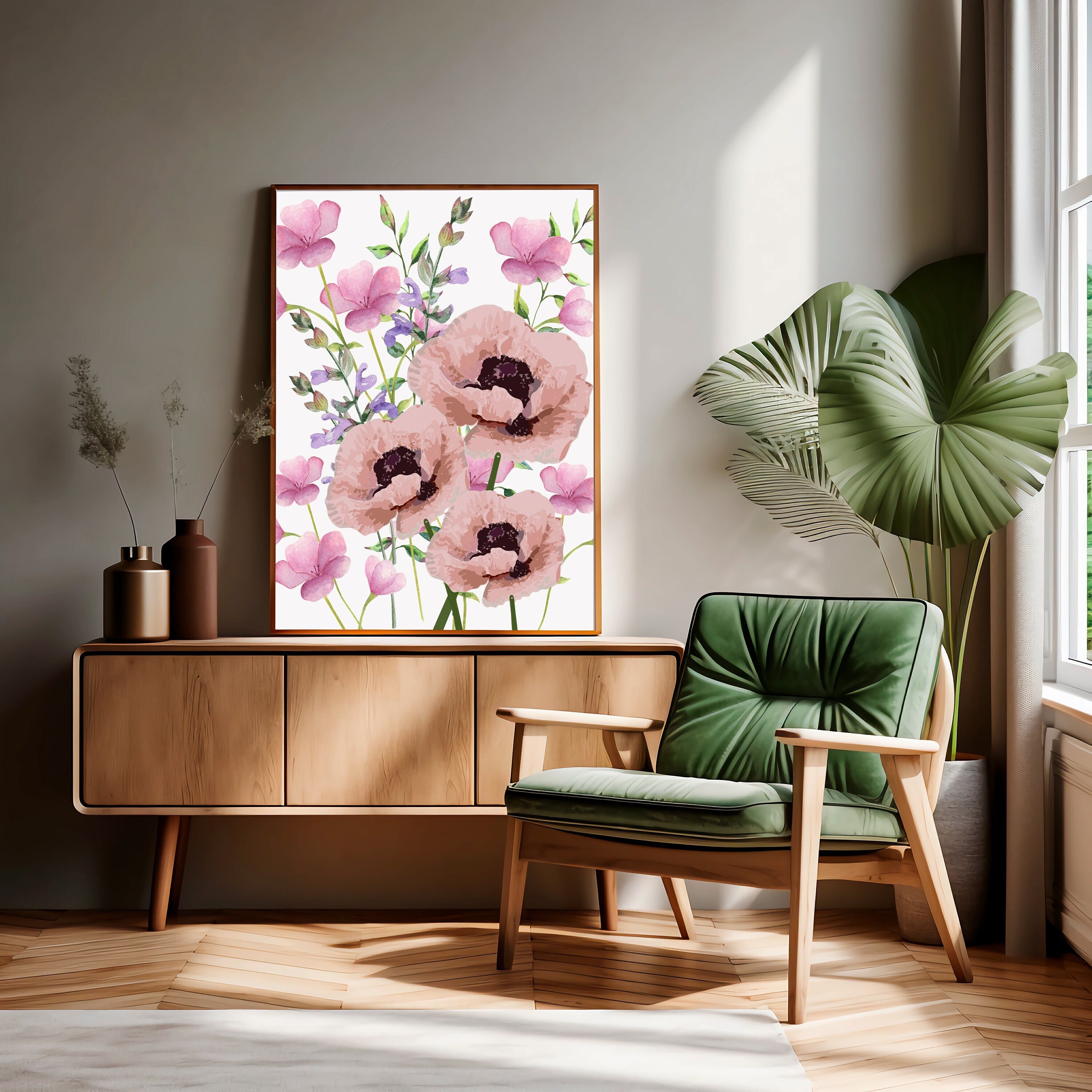 Flowers Print Art, Wildflowers Printable, Garden Lady Flower Artwork ...