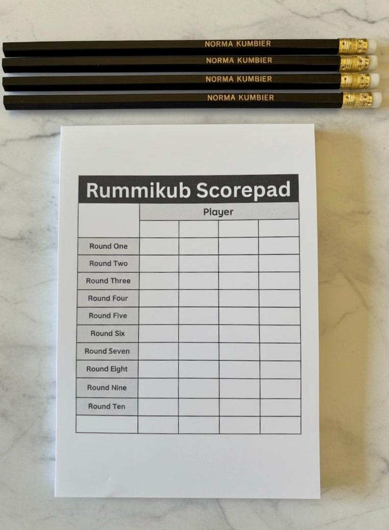 Rummikub Scorepad With Personalized Pencils | Family Game Night ...