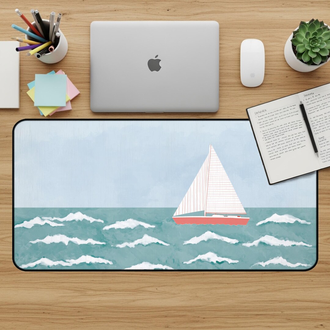 Sailboat Desk Mat: Long 32x16 Inch Keyboard Mouse Pad, Aesthetic ...