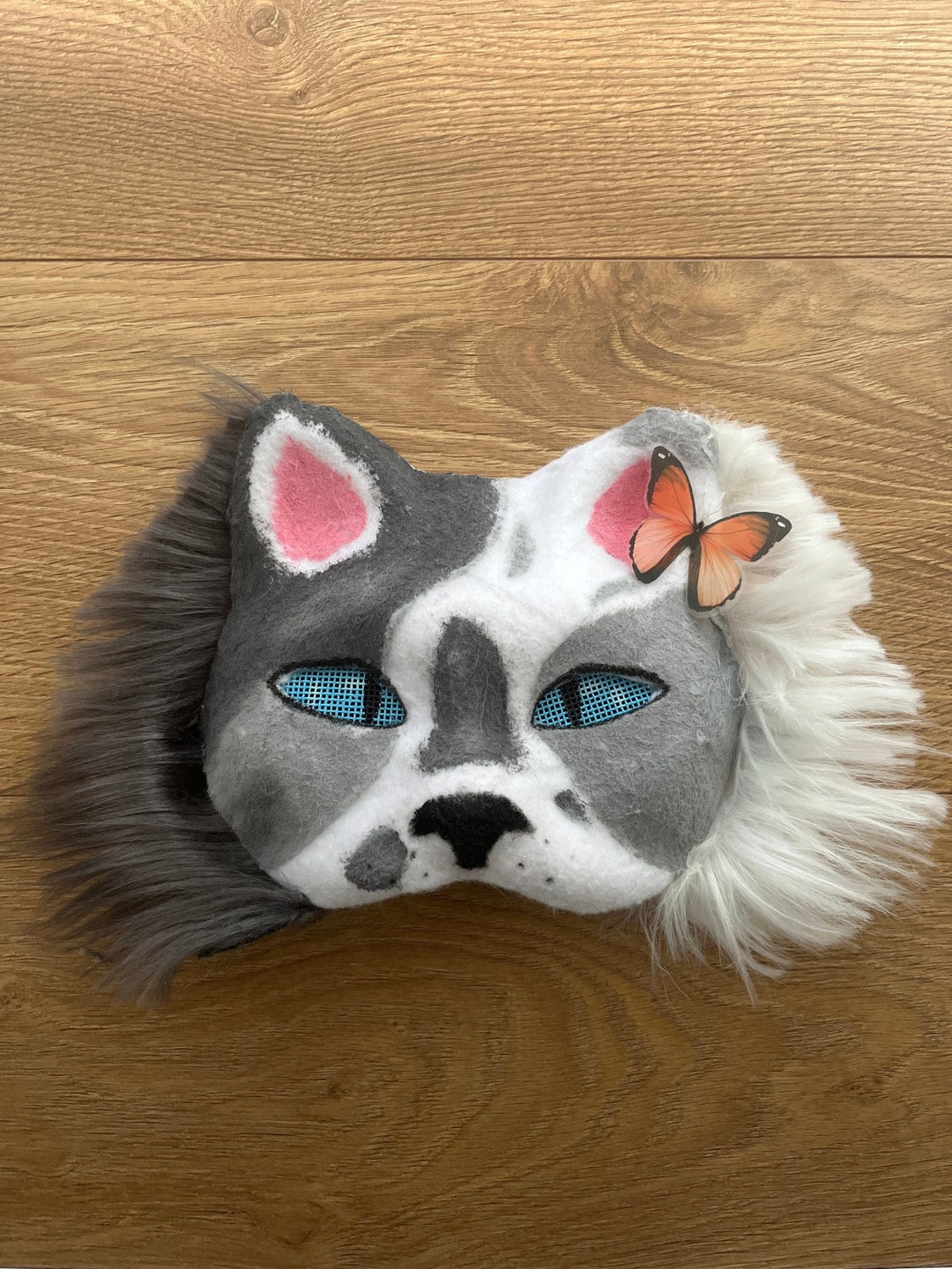 Grey and White Therian Cat Mask Pre-made! - Etsy