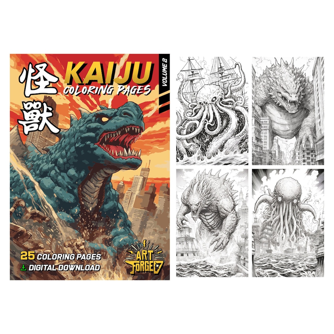 KAIJU Coloring Pages_vol 2 - Etsy