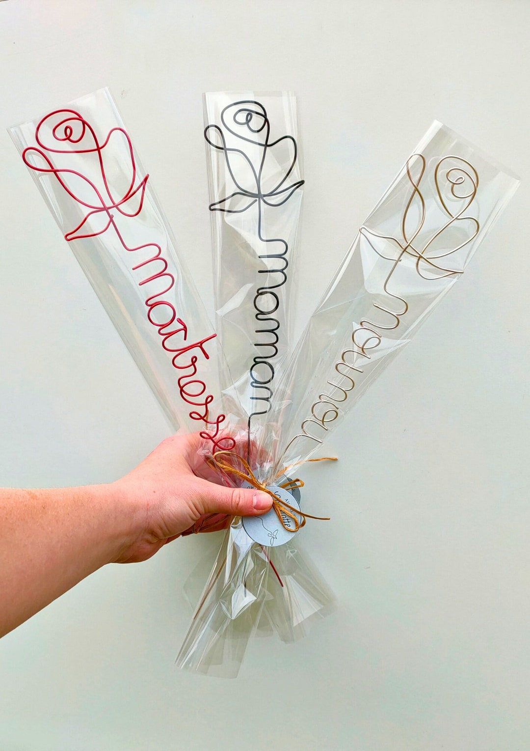 Rose personnalisée fil de fer Fêtes des Mères Maman Mamie Maîtresse ...