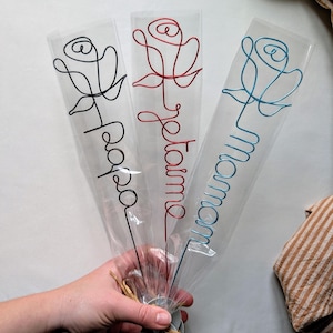 Rose personnalisée fil de fer Fêtes des Mères Maman Mamie Maîtresse ...