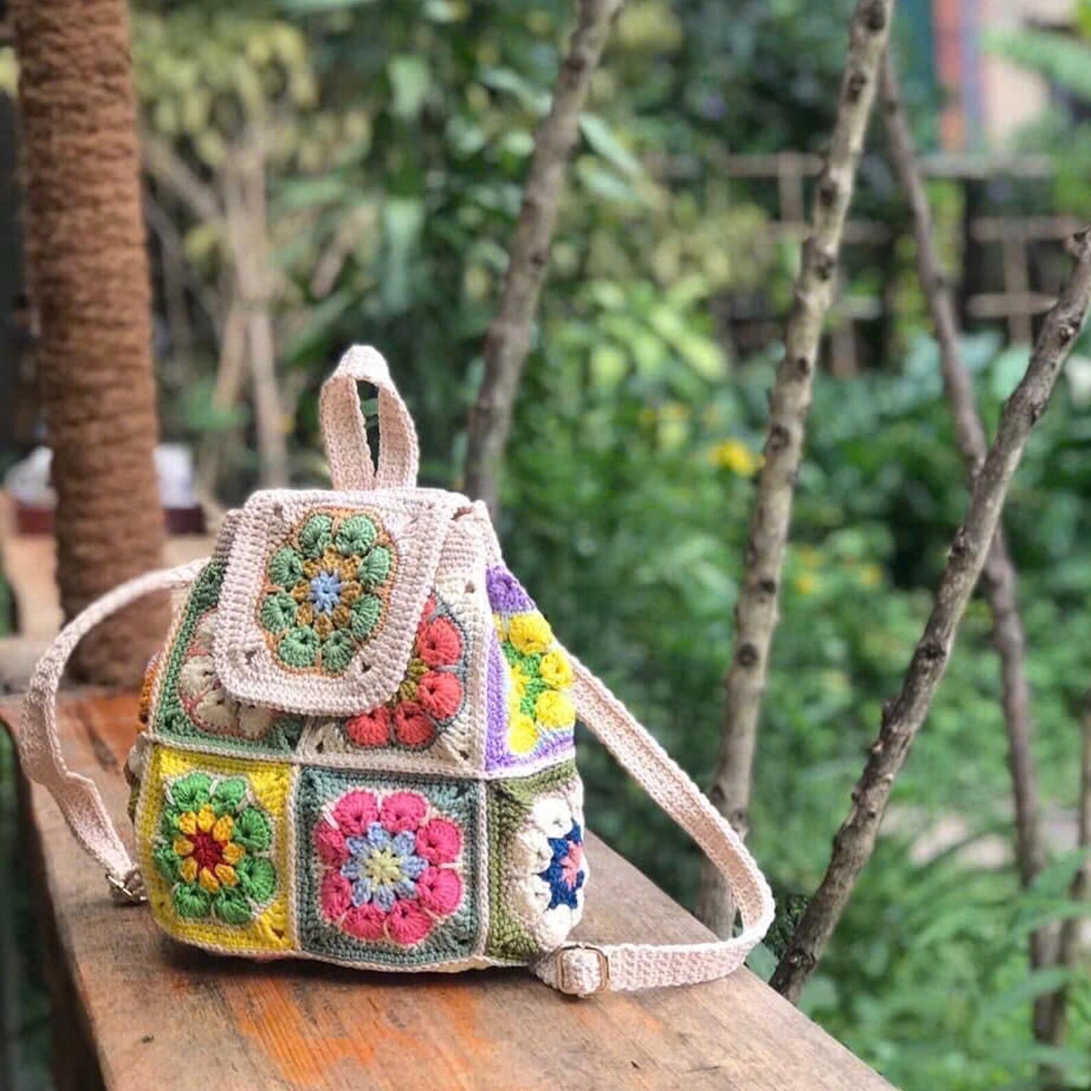 Crochet Backpack,handmade Backpack, Crochet Bag, Crochet Purse, Retro ...