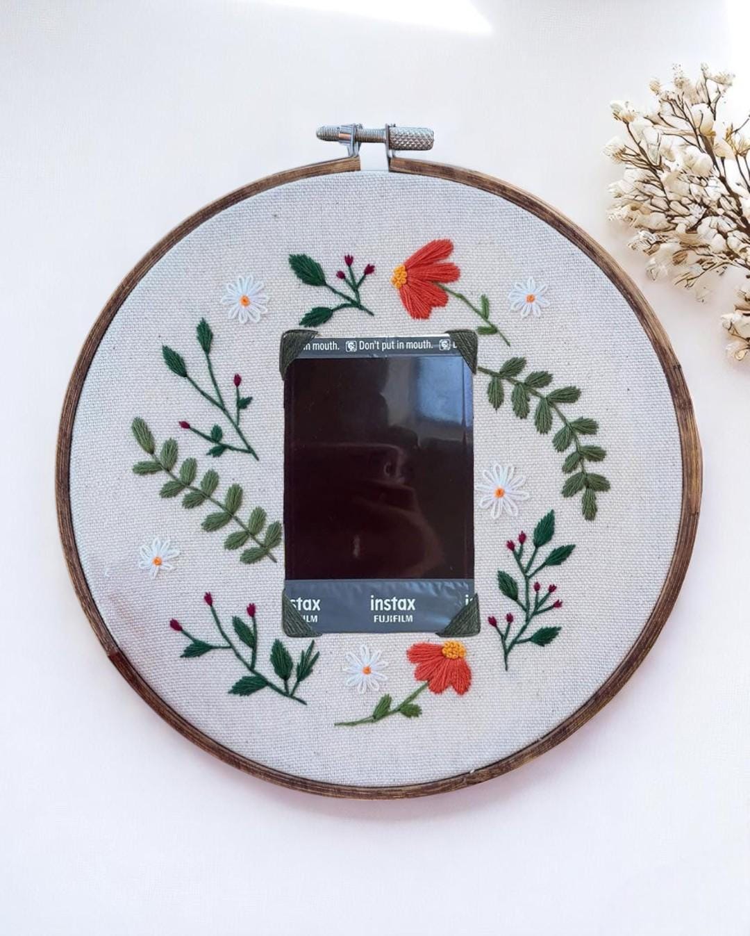 Polaroid Photo Holder With Flower Embroidery, Custom Handmade Picture ...