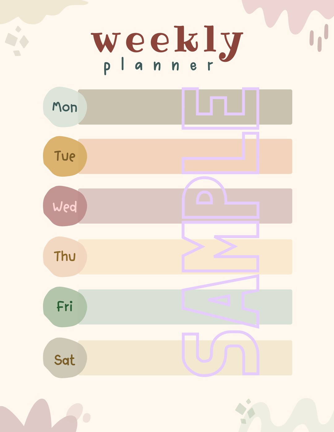 Weekly Planner Earthy Tones - Etsy