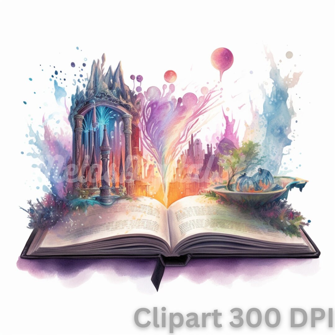 28 PNG Fantasy Books Clipart, Opened Book Clipart, Book Bundle PNG, Old ...