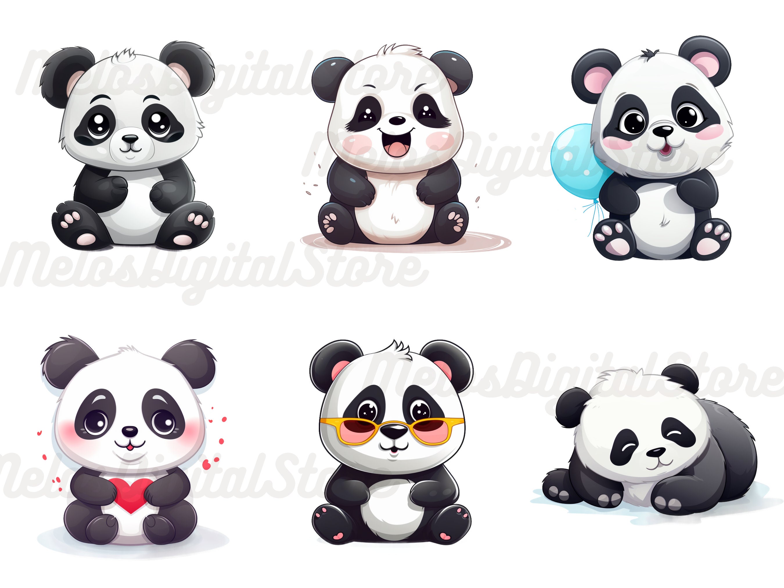 Cute Panda Clipart, 13 Transparent Kawaii Panda Clipart Pngs and SVG ...