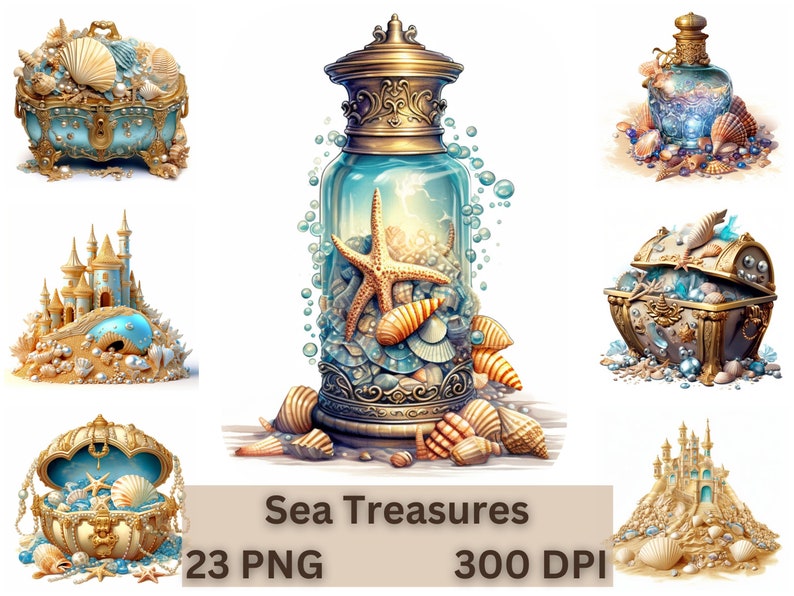 Watercolor Treasure Chest Clipart Sea Treasures Clipart - Etsy Australia