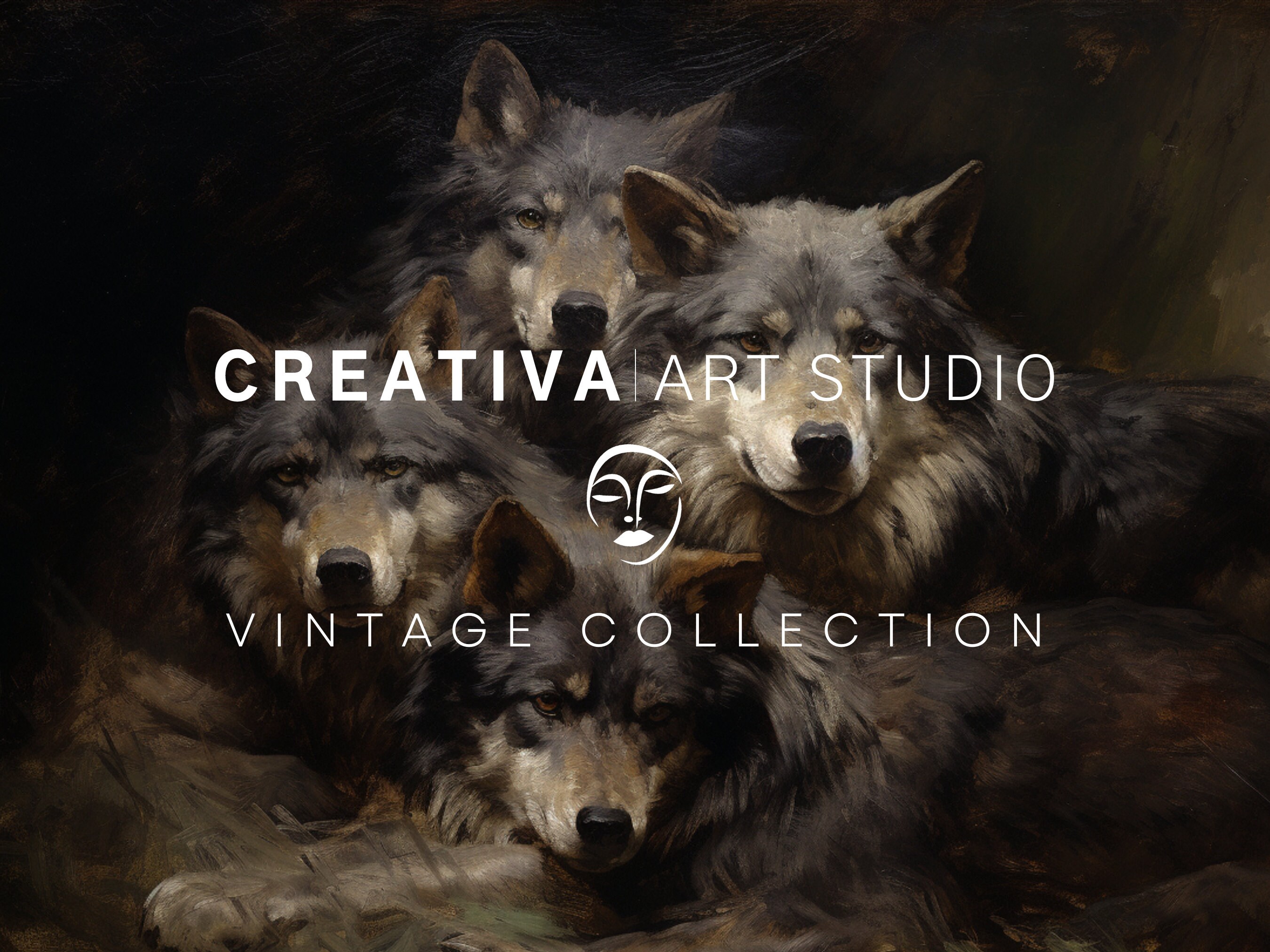 PRINTABLE Vintage Animal Wall Decor Majestic Wolves Oil - Etsy