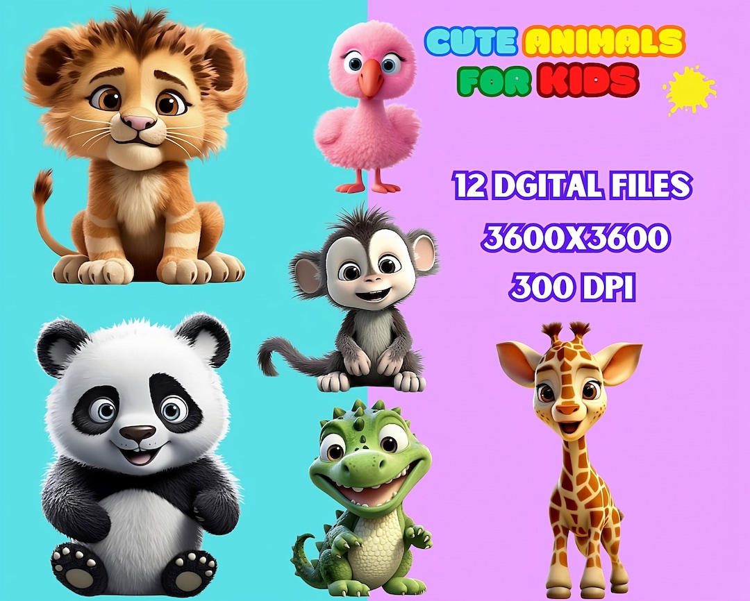 15 Safari Baby Animals Clipart Jpgs Digital Crafting - Etsy