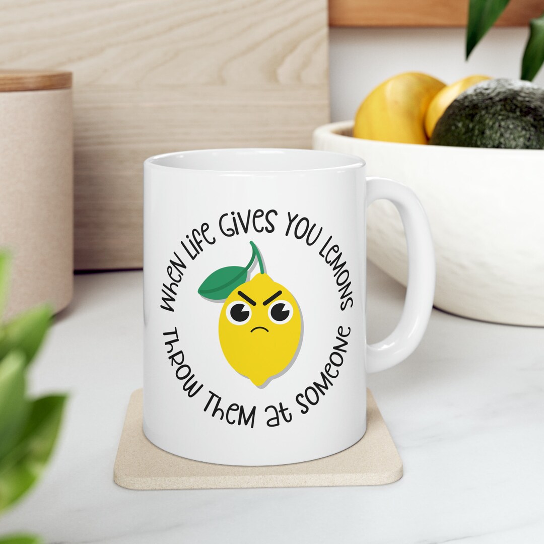 Angry Lemon Ceramic Mug | Funny Novelty Gift - Etsy