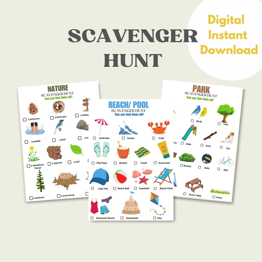 Summer Scavenger Hunt for Kids All in One , Scavenger Hunt, Outdoors ...