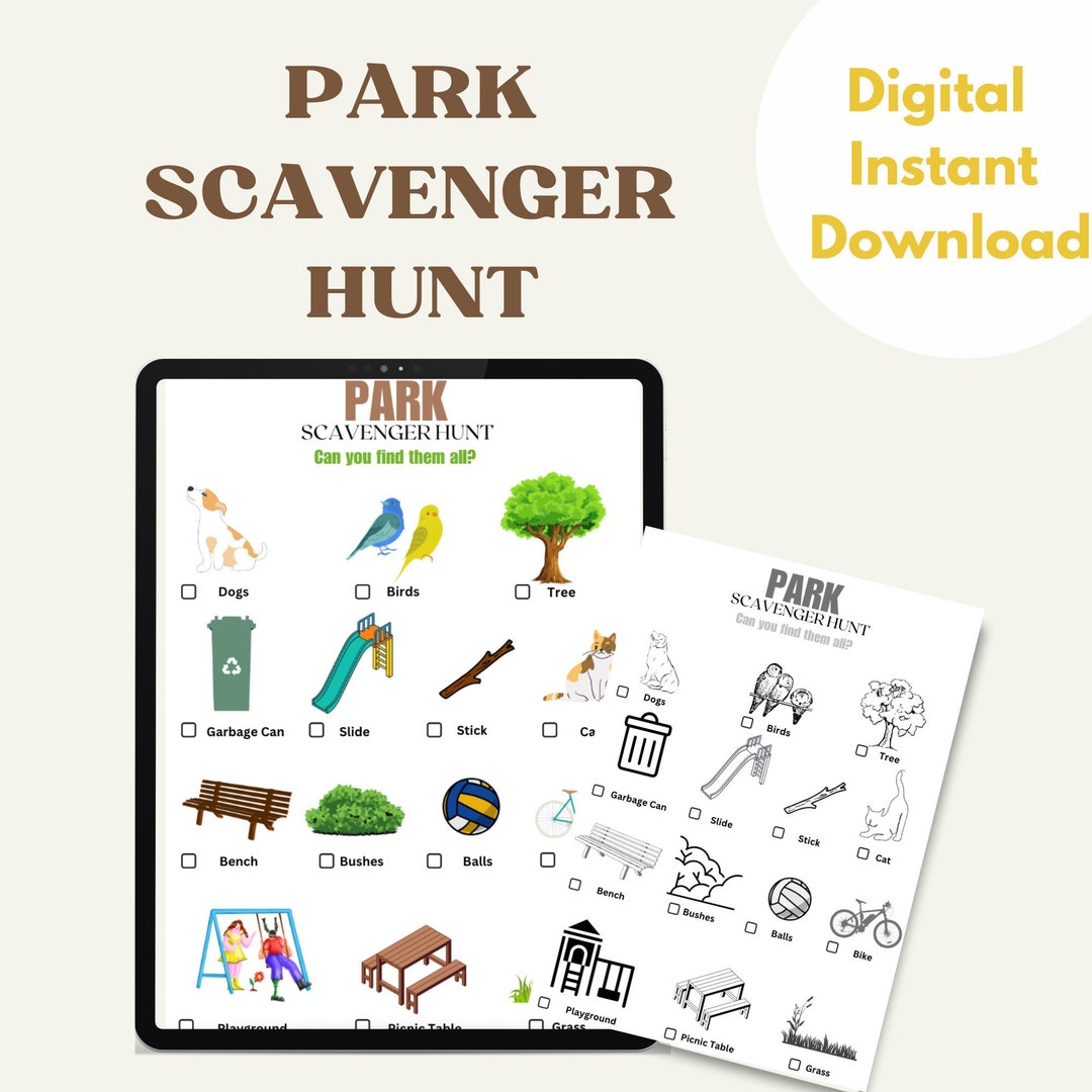 Park Scavenger Hunt for Kids Outdoors Kids Activity and - Etsy