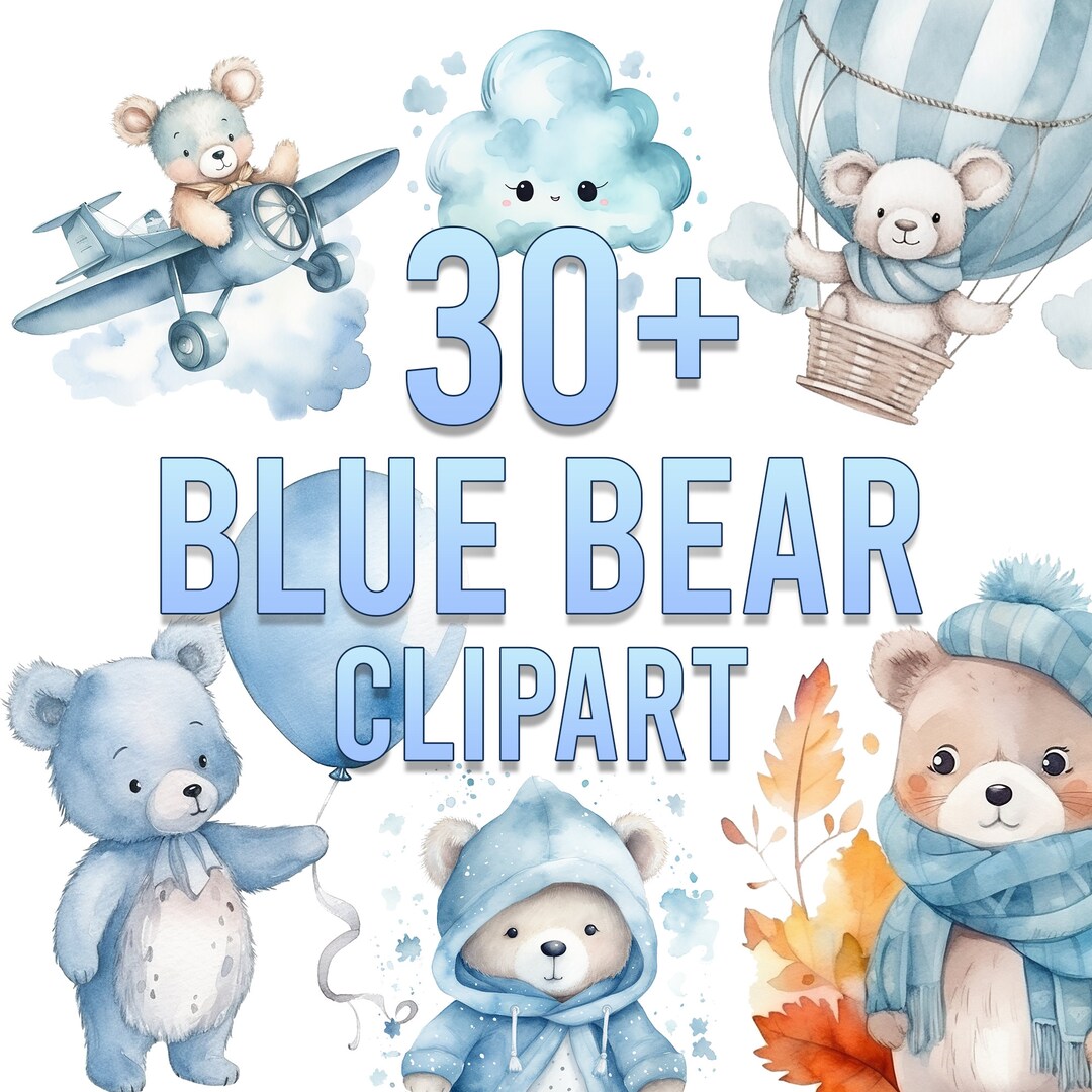 Baby Blue Bear Nursery Clipart [digital Download] - Etsy