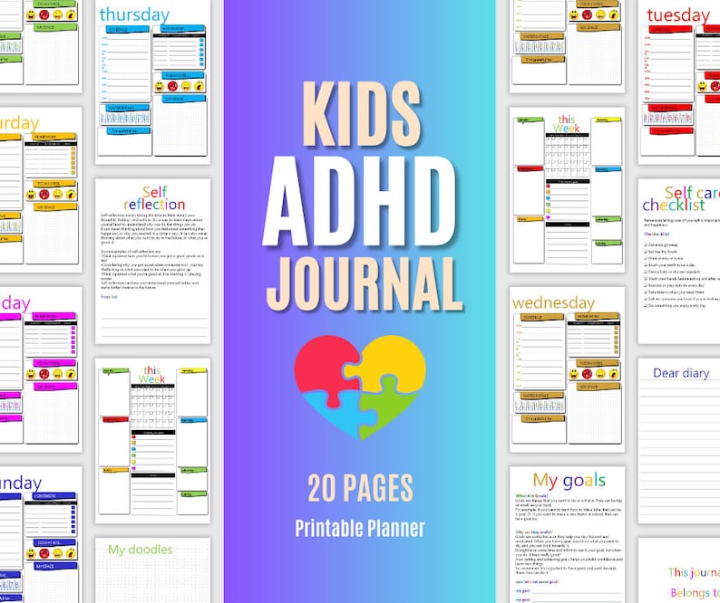 ADHD Journal for Kids, Junior ADHD Planner - Etsy