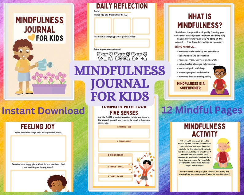 Mindfulness Journal for Kids, Printable Activity Diary (digital ...