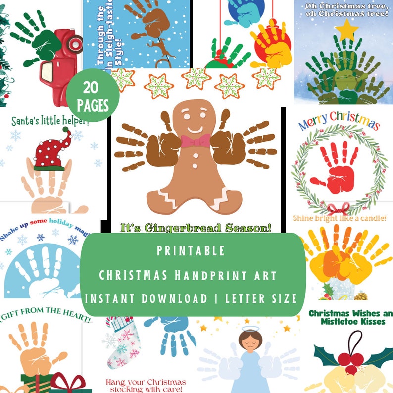 Christmas Handprint Craft Bundle, Christmas Handprint Art, DIY Craft ...