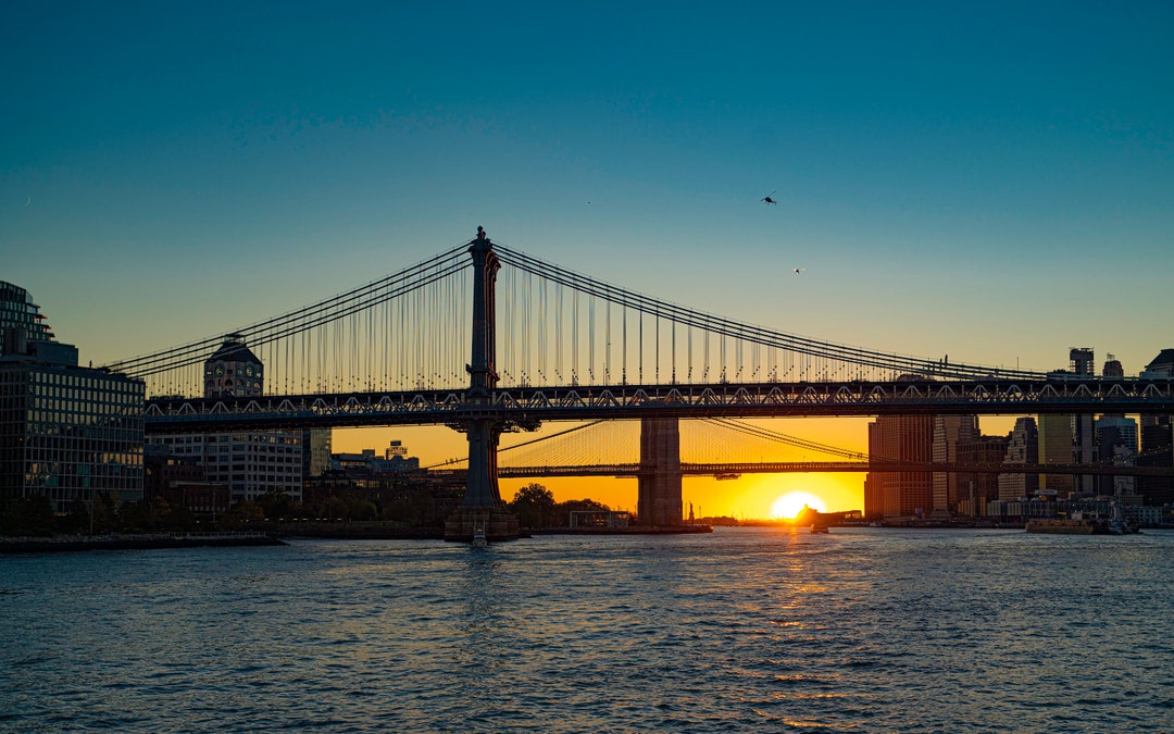 Manhattan Bridges at Sunset Wall Art Photography - Etsy