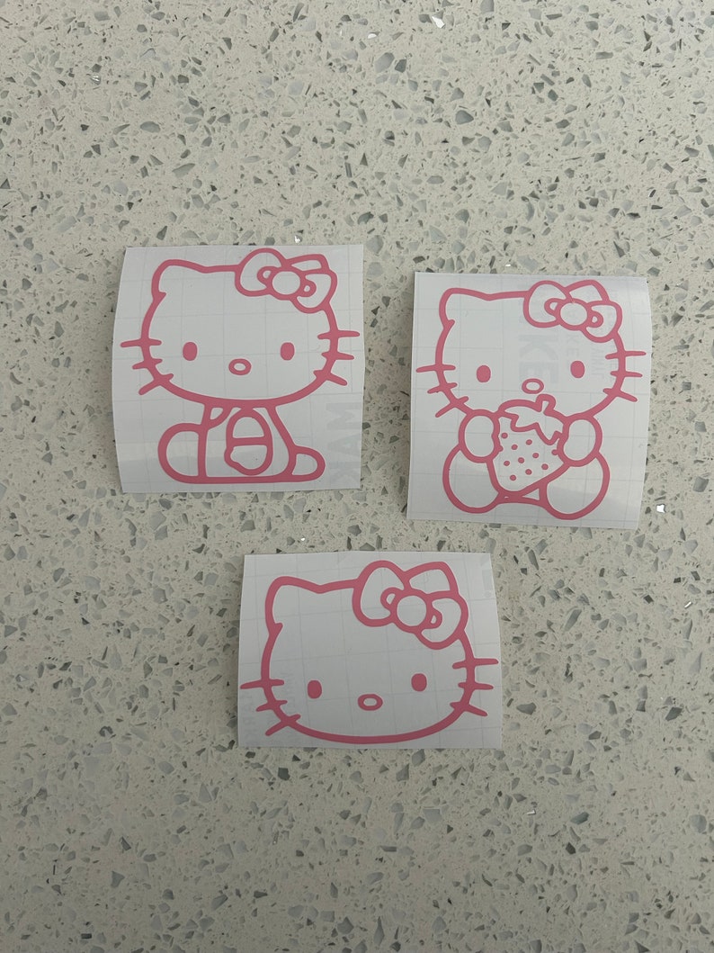 Hello Kitty Decal Girl Fun Cute Decal Car Window Mirror Laptop Tumbler ...