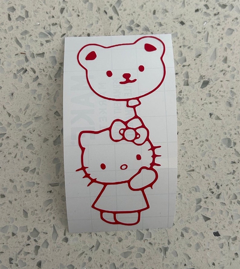 Hello Kitty Balloon Decal Girl Fun Cute Decal Car Window Mirror Laptop ...