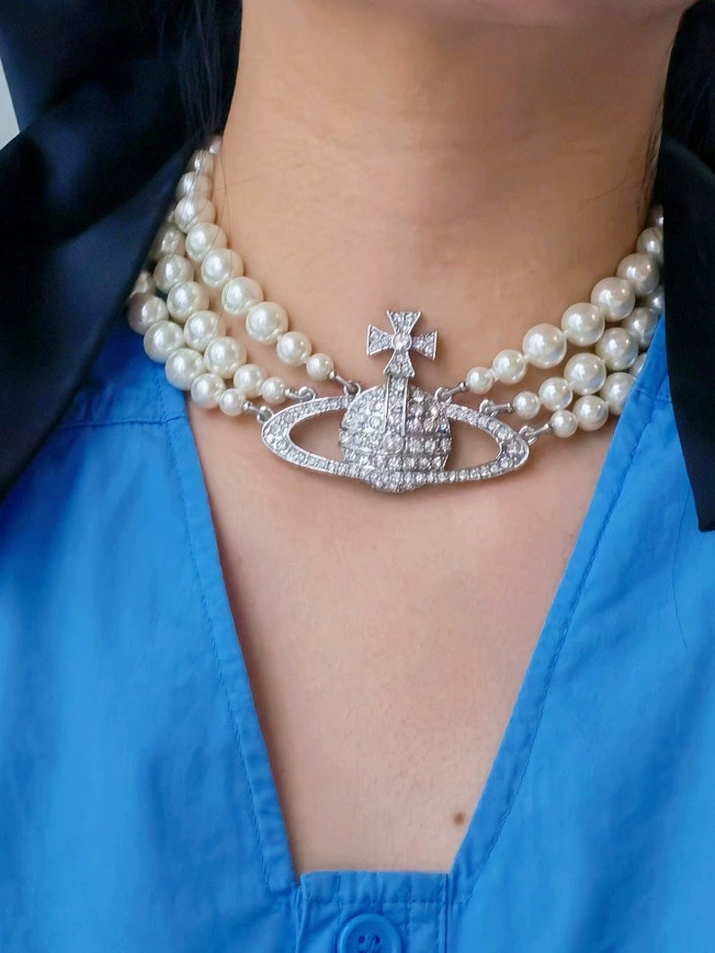 Collier Vivienne Westwood Triple Perle Or Argent - Etsy France