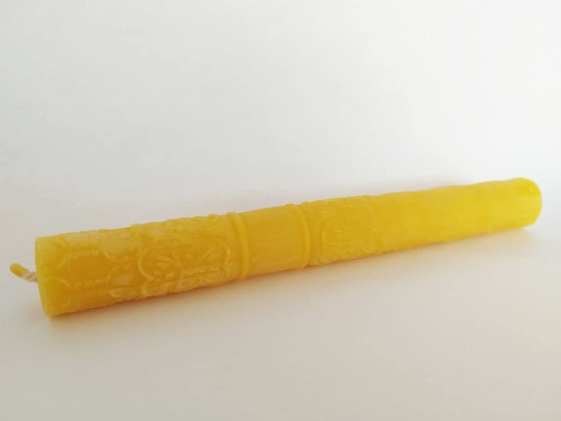 Pattern Embossed Candle 175cm. Natural Beeswax. Made in - Etsy