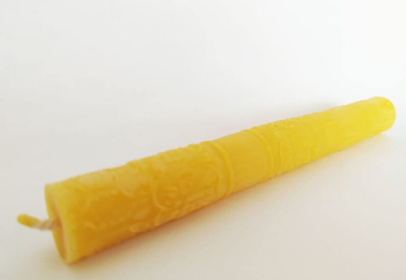 Pattern Embossed Candle 175cm. Natural Beeswax. Made in - Etsy