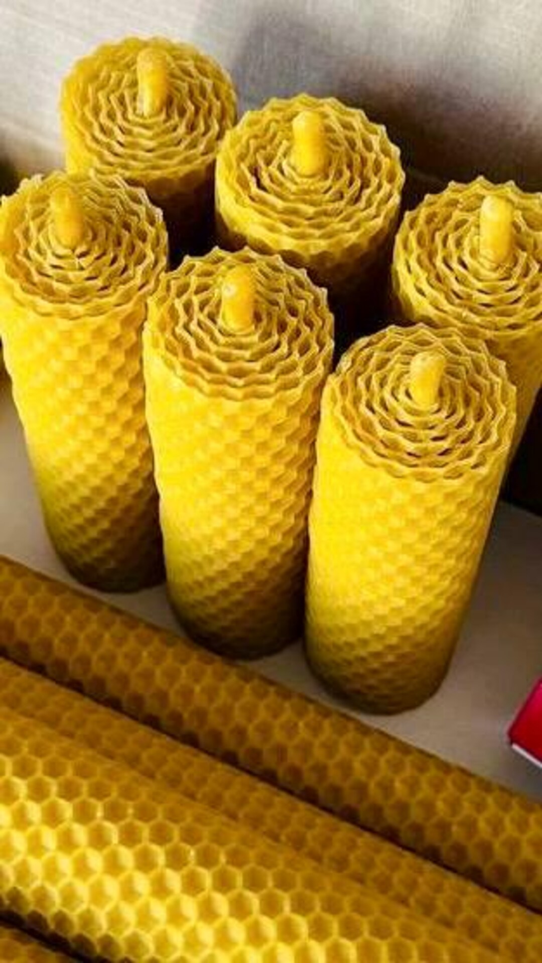 Hand-rolled Beeswax Candles Set (6 Pcs): Natural Honeycomb Eco Gift - Etsy