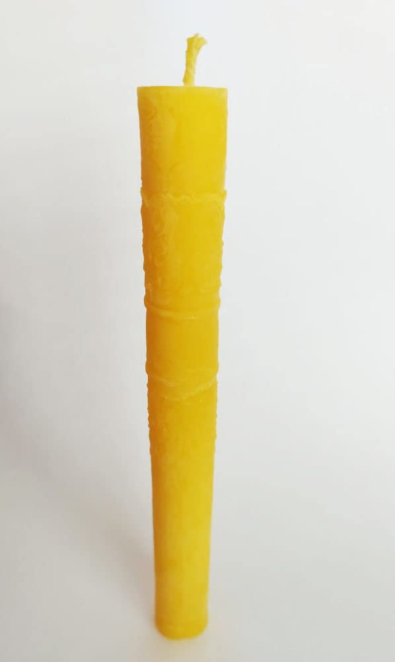Pattern Embossed Candle 175cm. Natural Beeswax. Made in - Etsy