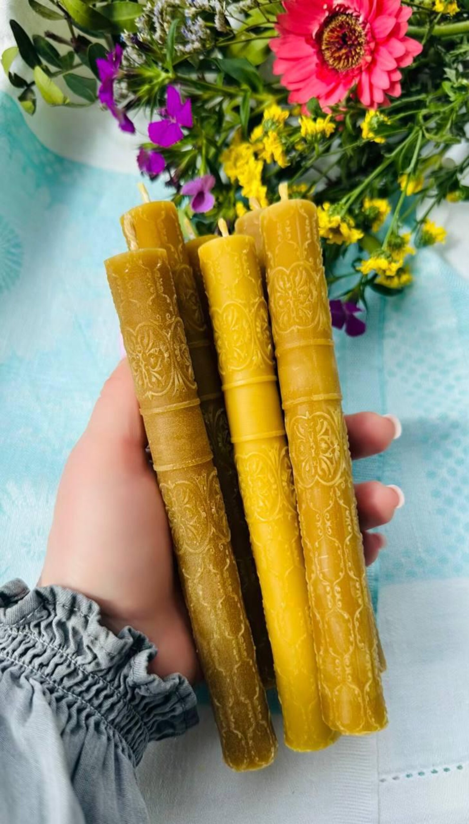 Pattern Embossed Candle (17,5cm). Made in Slovenia - Etsy