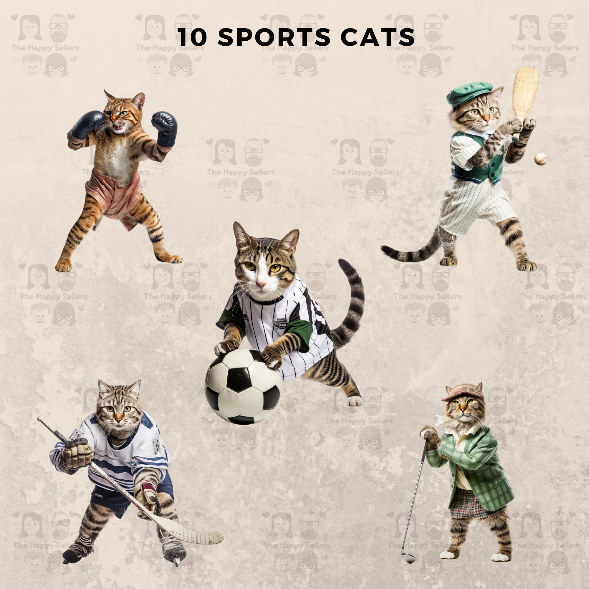10 Sports Cats Clipart Pack INSTANT DOWNLOAD 10 Athletic Cat - Etsy