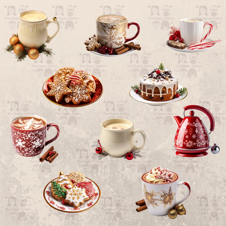 40 Christmas Mugs Clipart Pack INSTANT DOWNLOAD 40 Festive Holiday Mug ...