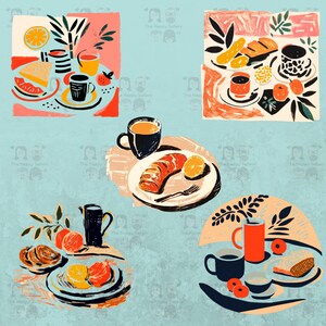 20 Breakfast Art Clipart Pack INSTANT DOWNLOAD 20 Artistic Breakfast ...