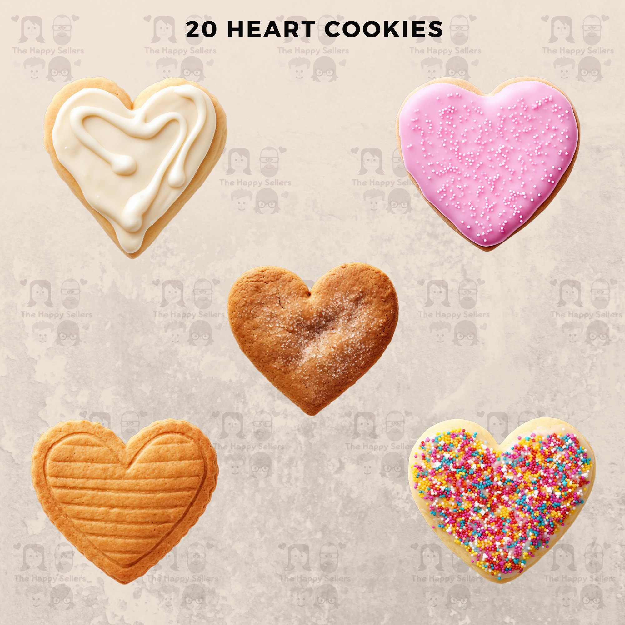 20 Heart Cookies Clipart Pack INSTANT DOWNLOAD 20 Heart-shaped Cookie ...
