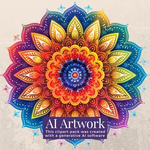 45 Bright Colors Mandalas Clipart Pack INSTANT DOWNLOAD 45 Vibrant ...