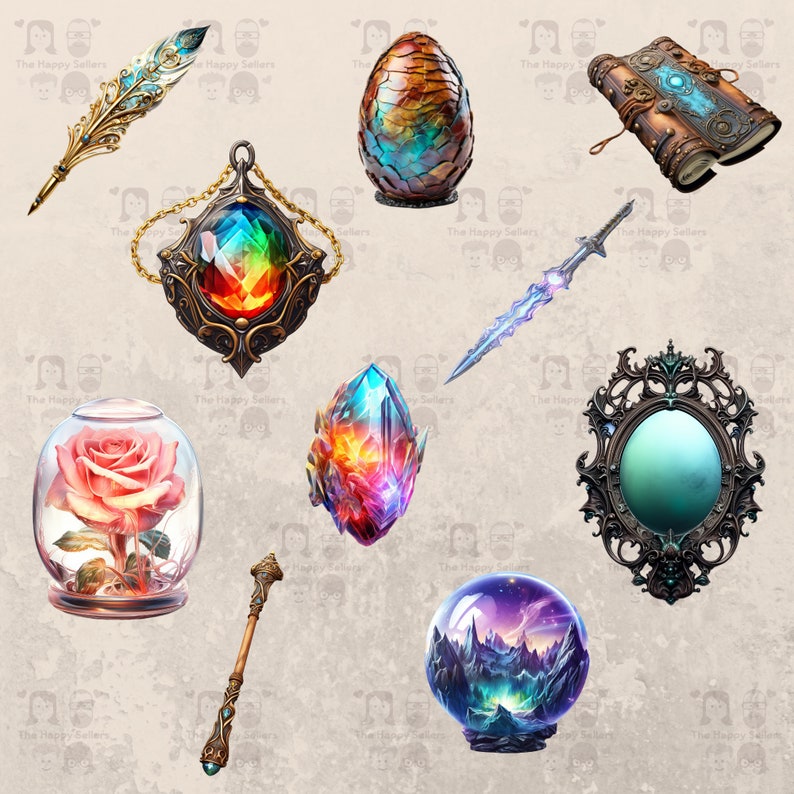 40 Fantasy Items Clipart Pack INSTANT DOWNLOAD 40 Magical Illustrations ...