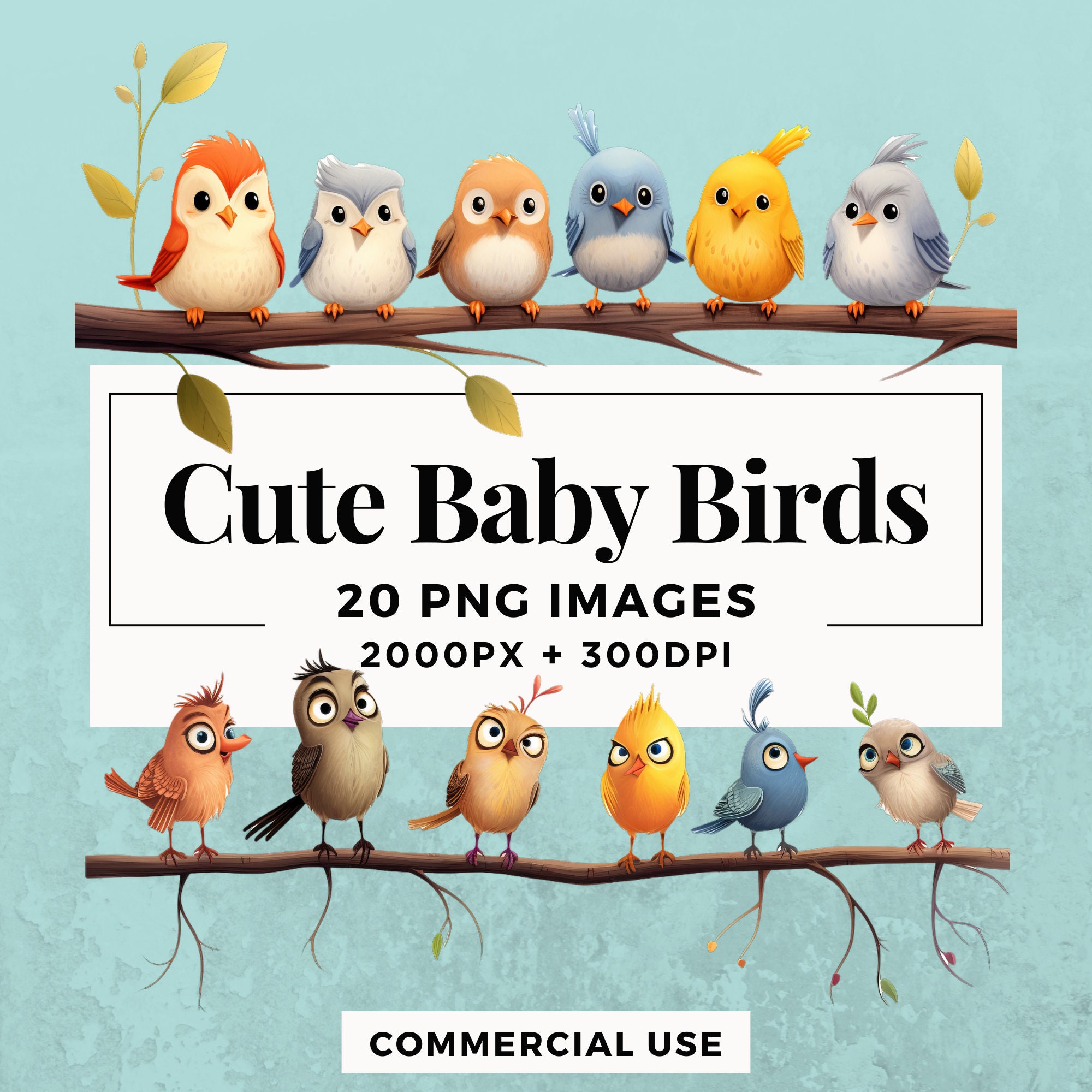 20 Cute Baby Birds Clipart Pack INSTANT DOWNLOAD 20 Adorable Bird ...